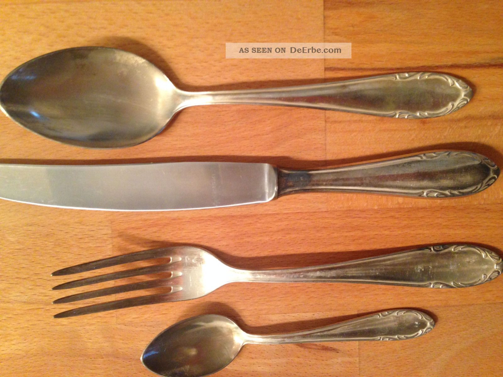 Erbstück 24 Teiliges 90er Silberbesteck Je 6 Gabeln, Löffel, Messer, Teelöffel