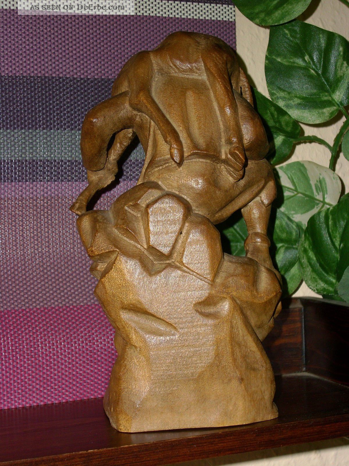 Holzfigur Jäger Mit Steinbock Förster Wilderer Südtirol Deko Geschnitzt