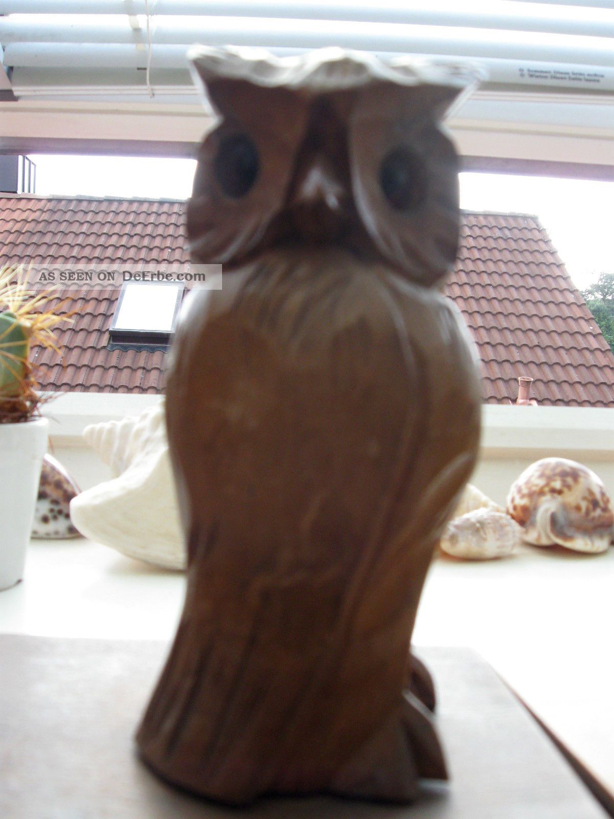 Art Deco Buchstützen Mit Wunderschönen Holz Eulen, Glasaugen " Eule Der Weisheit