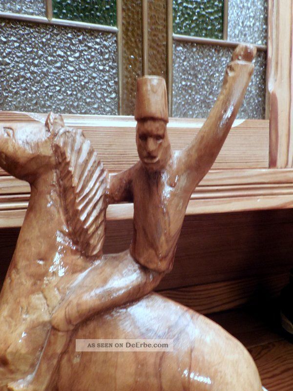 Art Deco Holz Reiter Pferd Geschnitzt Italien Holzfigur 1kg Theaterfundus