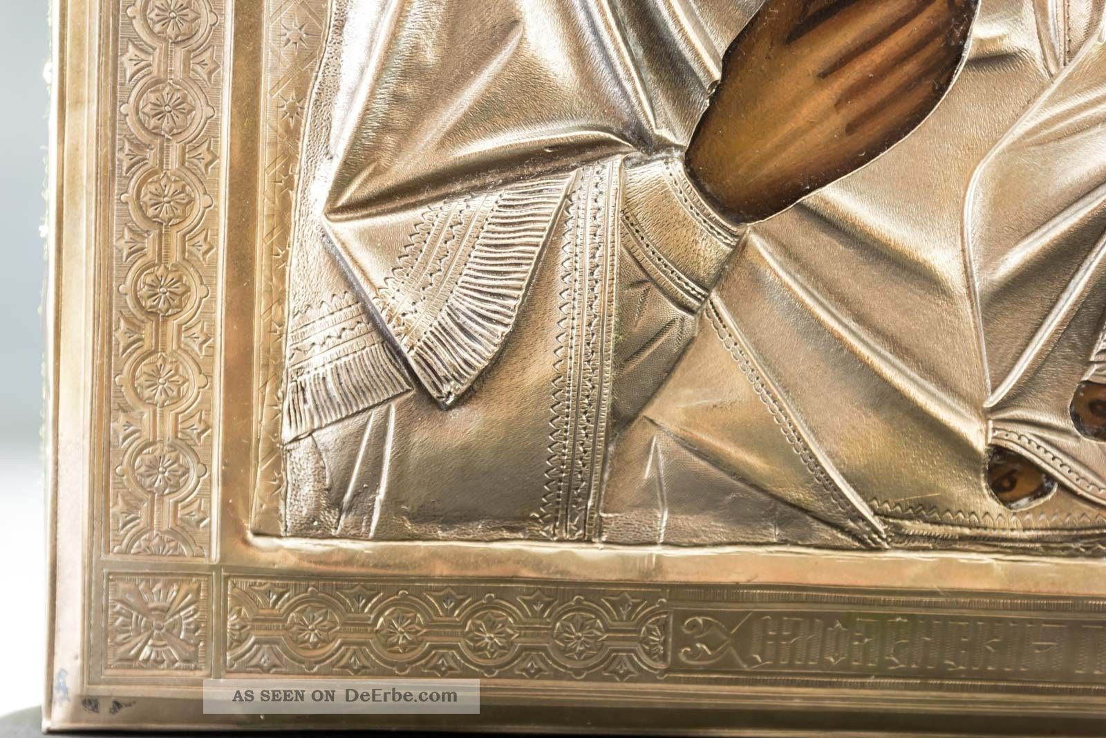 Alte Russische Ikone Datiert 1895 Oklad Silber Punzen 84 Drachentöter Hl. Maria