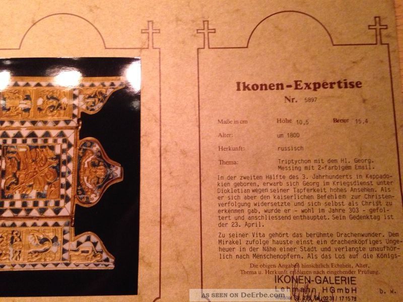 Russische Ikone Triptychon Mit Hl. Georg