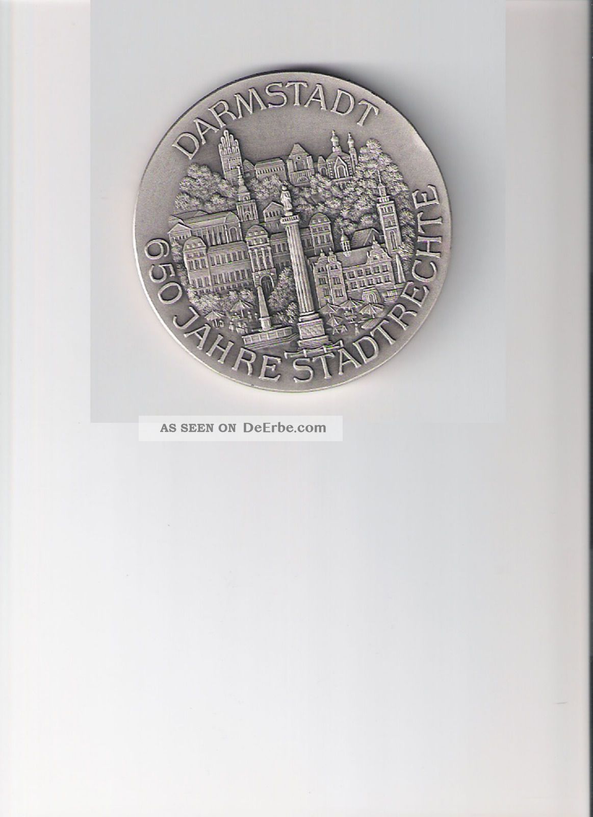 Gedenk - Medaille 650 Jahre Stadtrechte Darmstadt 1330 - 1980, Münze ...