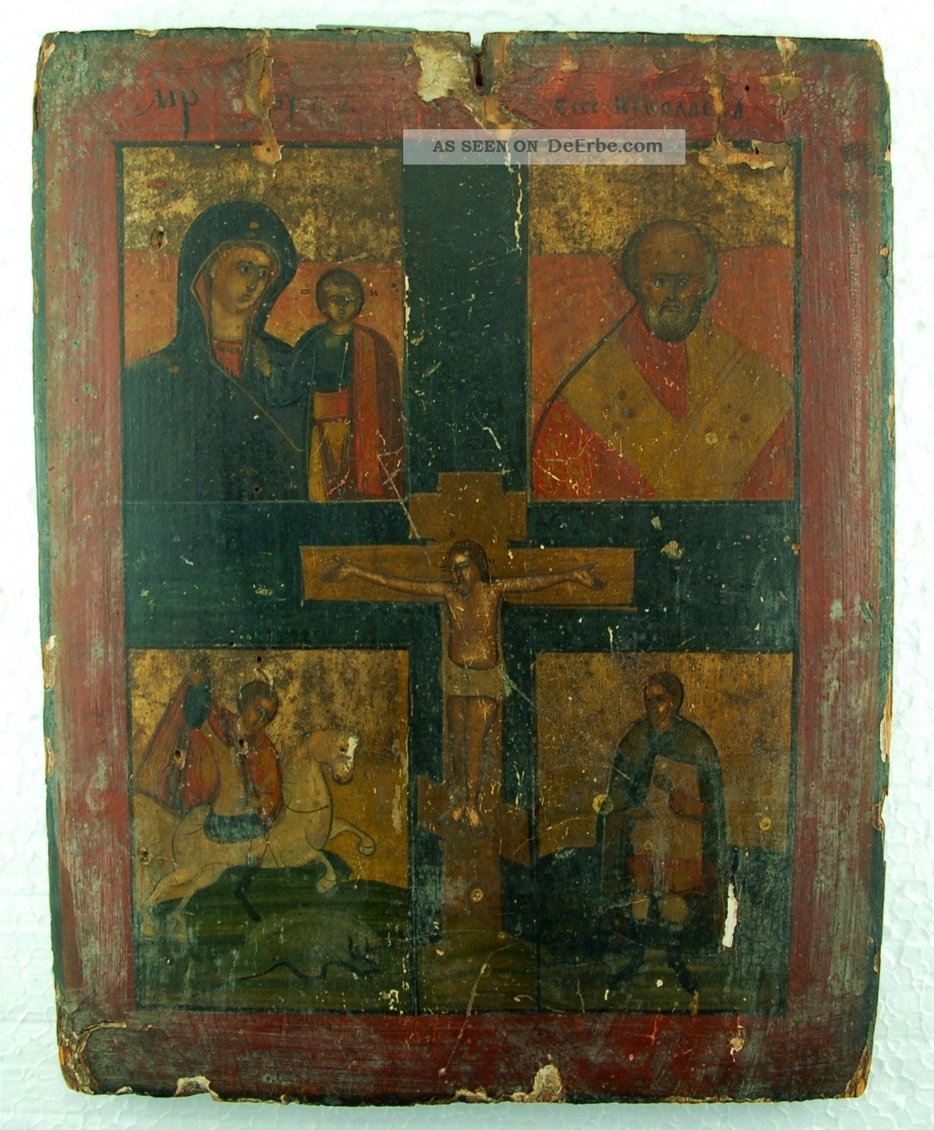 Antike Russische Ikone 19. Jh. Hl. Georg Russian Icon