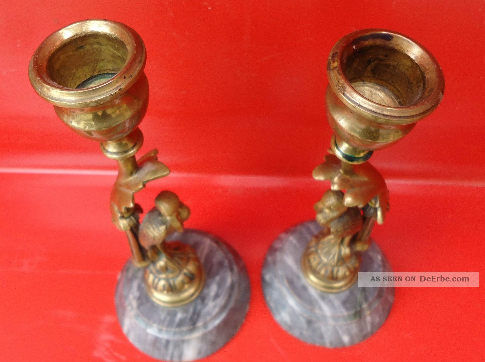 2 Kerzenhalter Aus Messing Um 1880, Kerzenständer Antik, " Gründerzeit