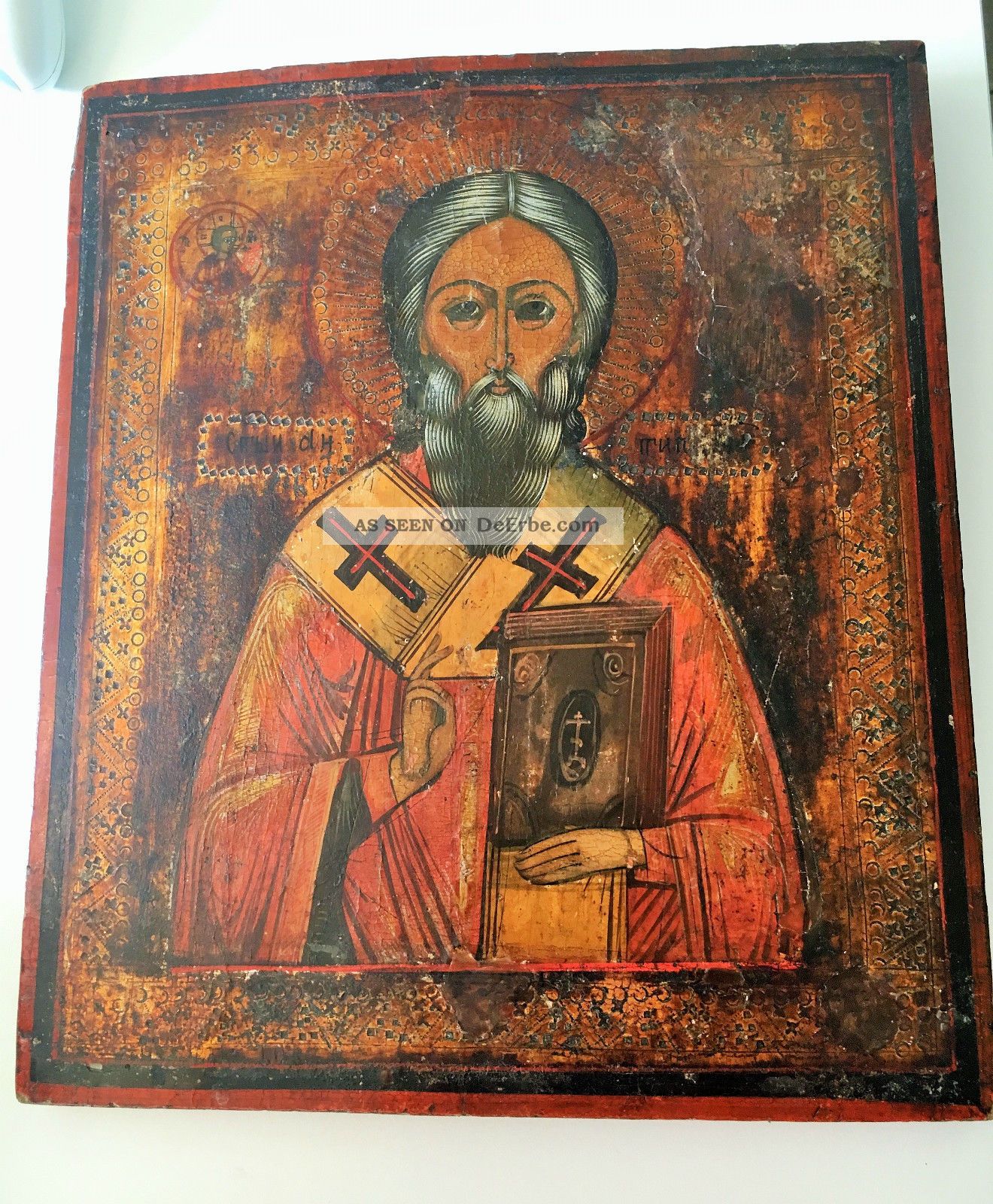 Alte Ikone Zentral Russland Ikone Russische Heiliger Nikolaus Um 1850 Museal