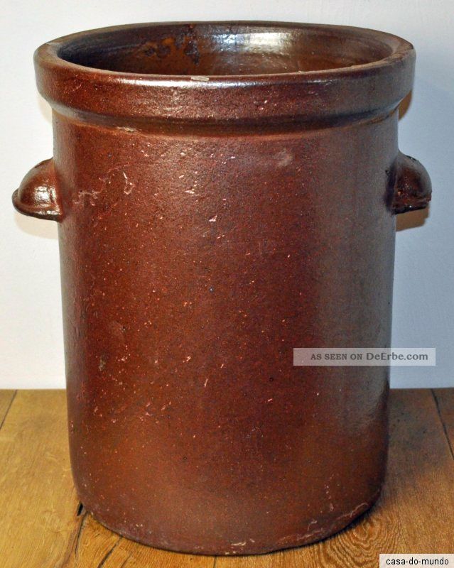 Xl Großer Alter Antiker Steinguttopf Mit Henkel (defekt) Topf Gärtopf ...