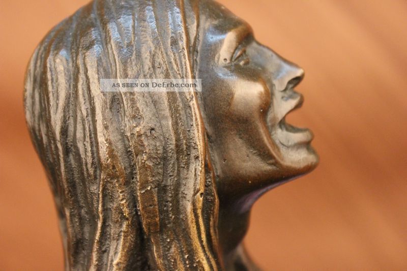 Bronze Skulptur Indischer Krieger Mit Friedenstrommel Skulptur Statue