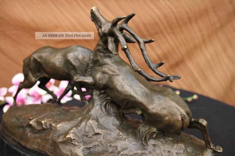 Elch Bronzeskulptur Signiert Hirsch Rentier Karibu Dekor