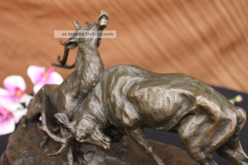 Elch Bronzeskulptur Signiert Hirsch Rentier Karibu Dekor