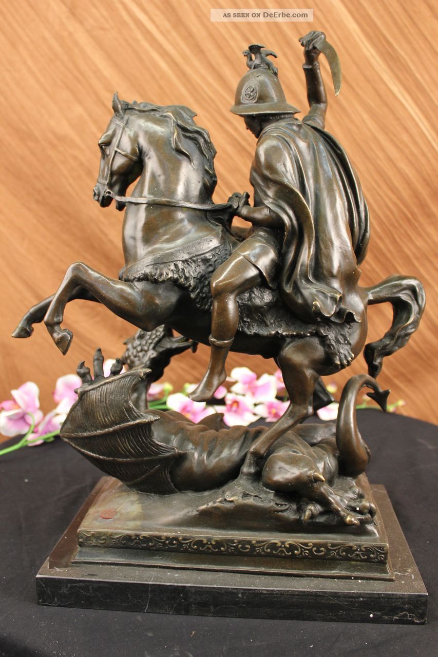 Saint George Dragon Slayer Statue Aus Bronze Marmor