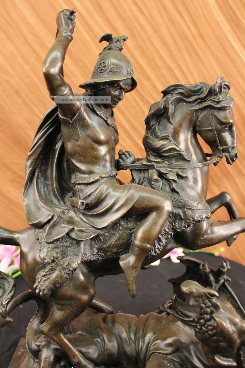 Saint George Dragon Slayer Statue Aus Bronze Marmor