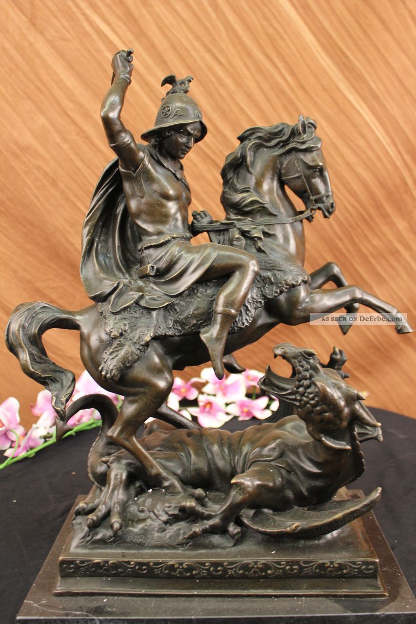 Saint George Dragon Slayer Statue Aus Bronze Marmor