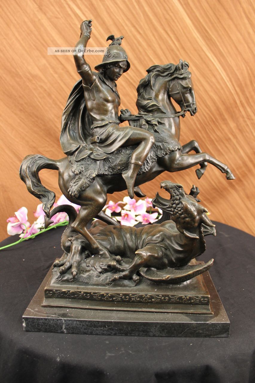 Saint George Dragon Slayer Statue Aus Bronze Marmor