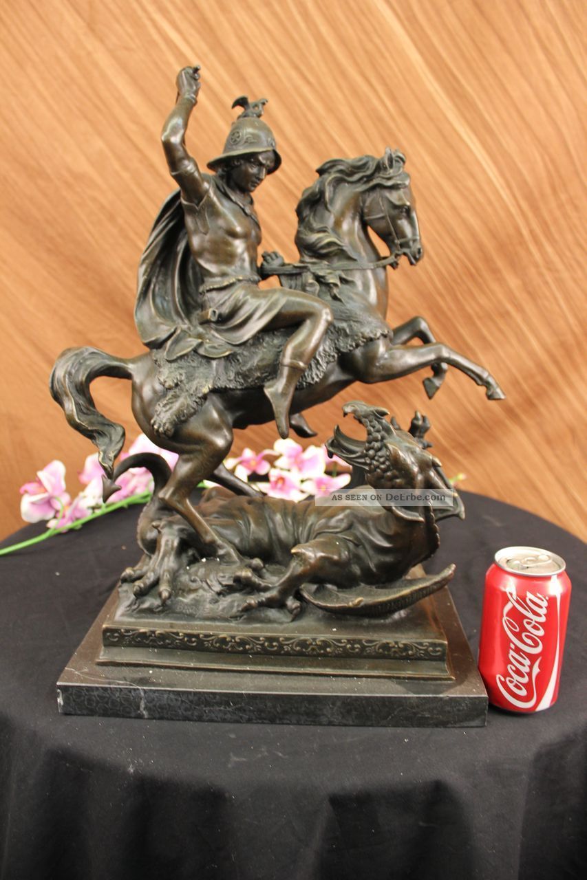 Saint George Dragon Slayer Statue Aus Bronze Marmor