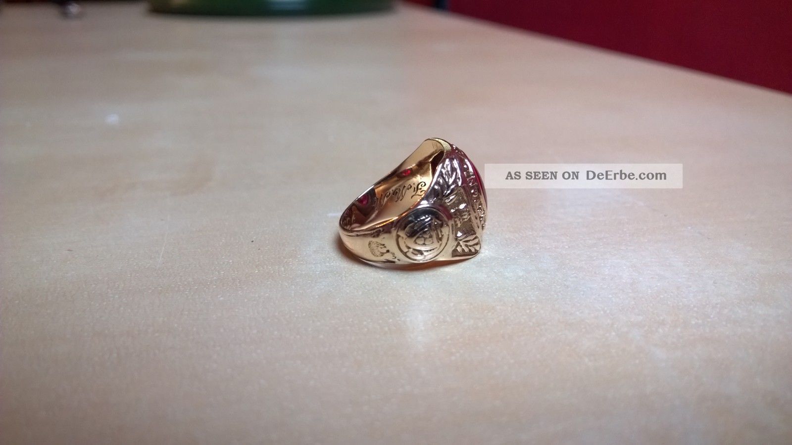 Graduation / Class Ring Seton High From 1937 10k, Gold Antique