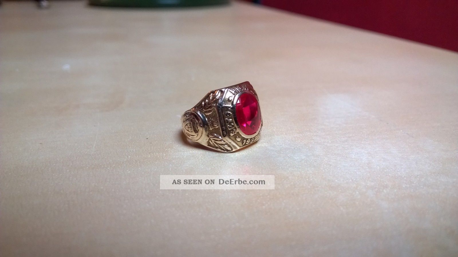 Graduation / Class Ring Seton High From 1937 10k, Gold Antique