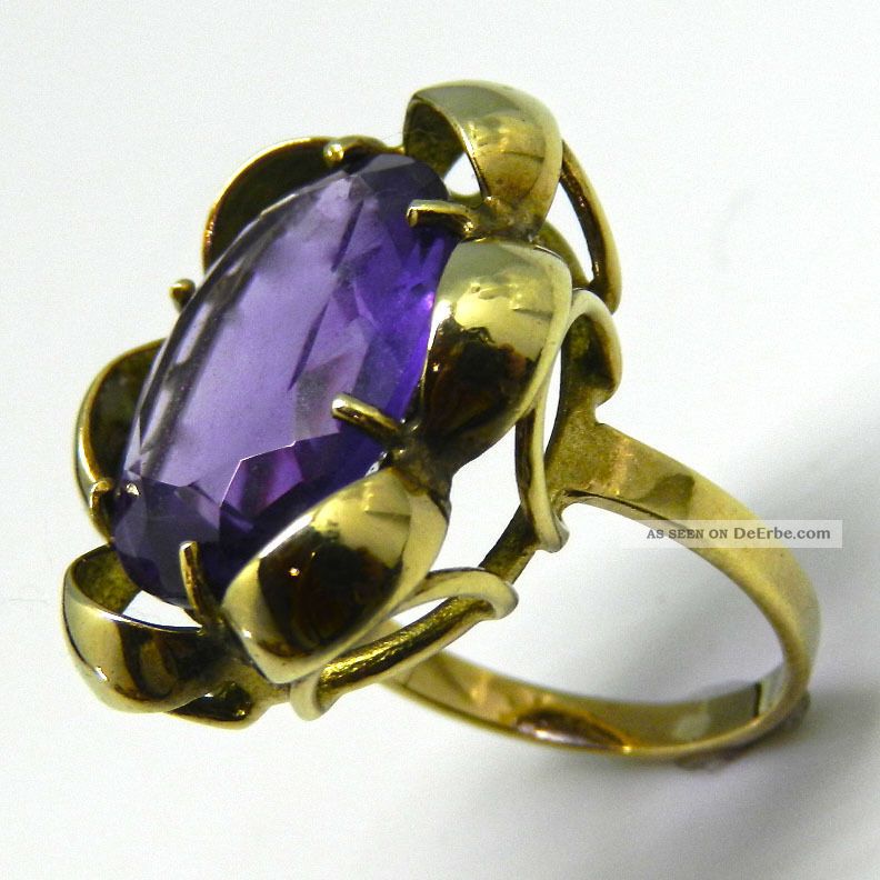 Sehr Schöner 333er Gold Ring Mit Amethyst Um 1930 - S2734