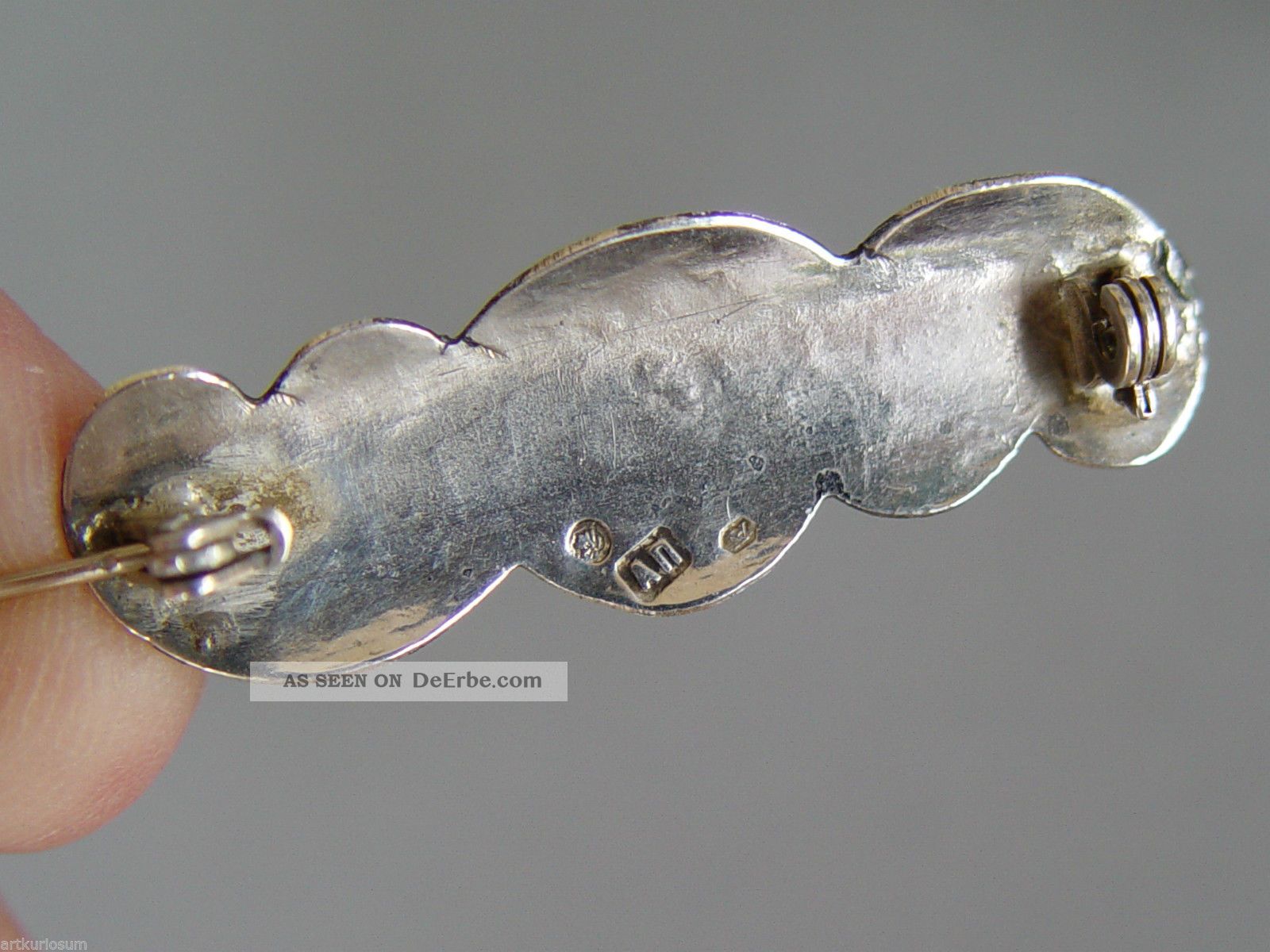 Rare Alte Russische Silber Brosche, Niello