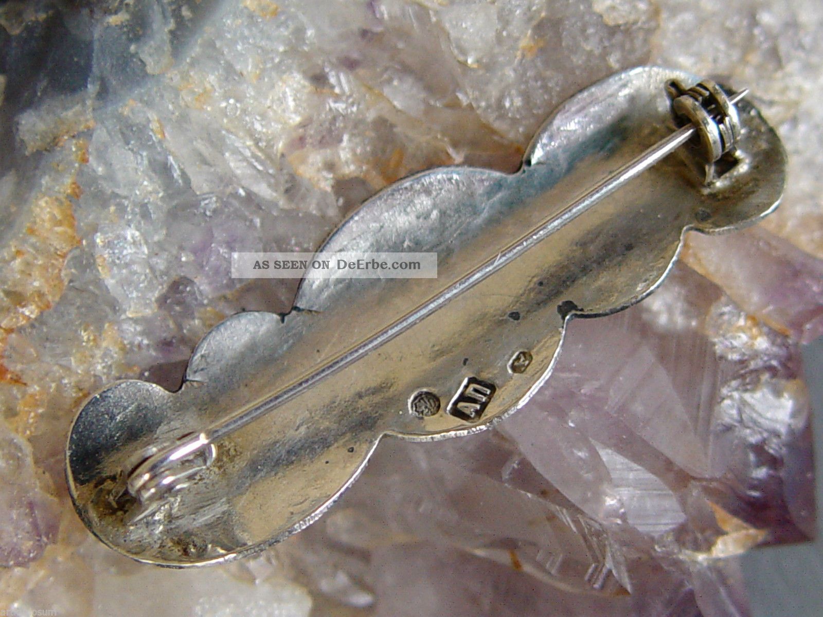 Rare Alte Russische Silber Brosche, Niello