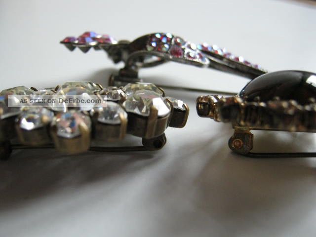 Uromas Alt Gablonzer Strass Broschen 3 Stck Auch Glitzernde Farbsteine