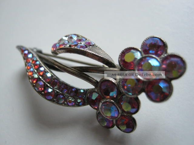 Uromas Alt Gablonzer Strass Broschen 3 Stck Auch Glitzernde Farbsteine