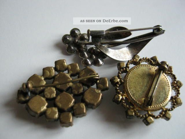 Uromas Alt Gablonzer Strass Broschen 3 Stck Auch Glitzernde Farbsteine