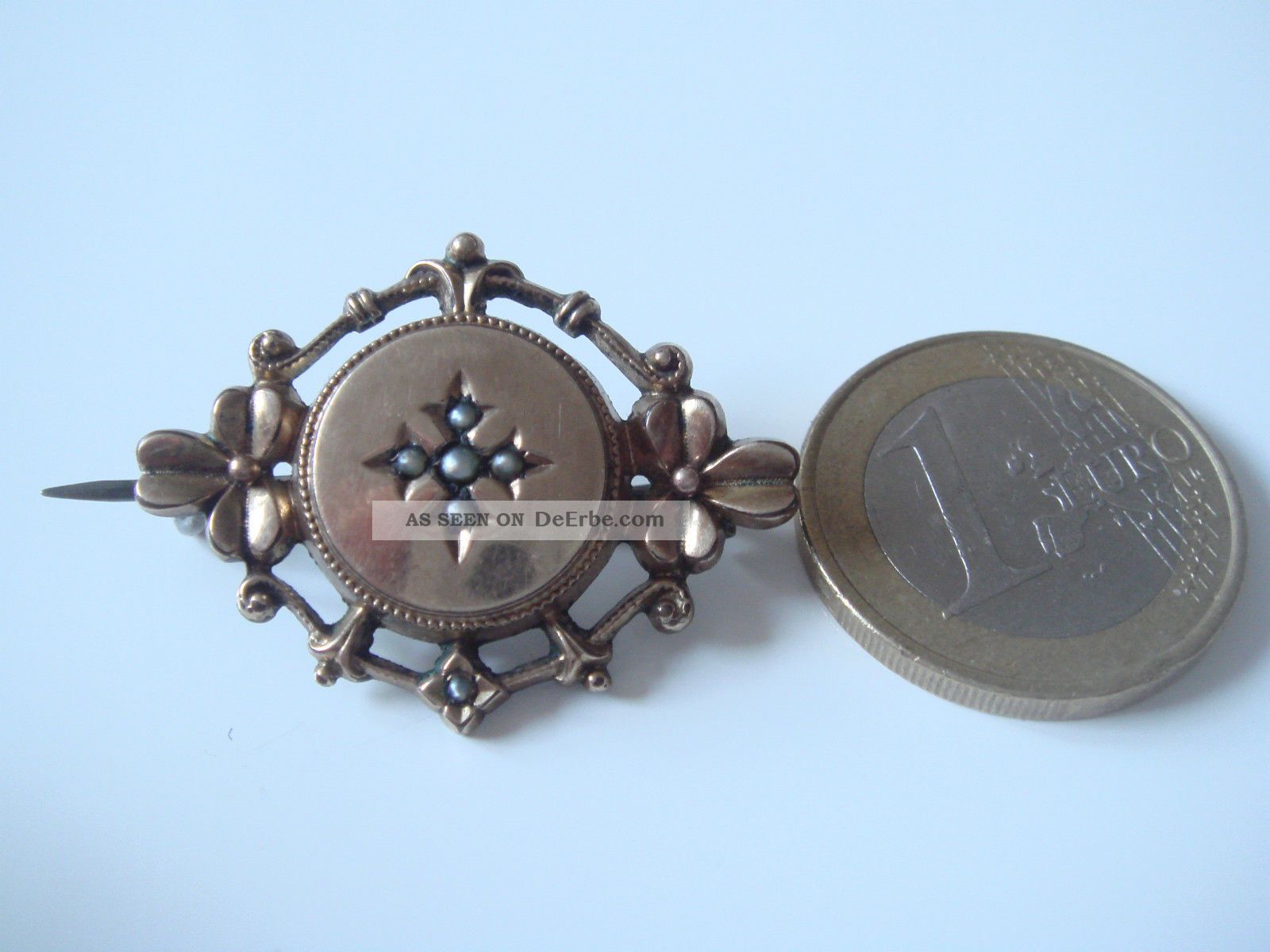 Antike Biedermeier Brosche Echt Silber Geprüft & Gold Double Mit 5 ...