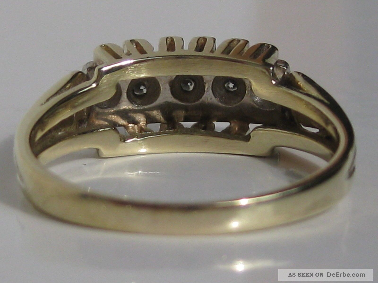 Antiker 585 Gelbgold Ring Mit 5 Diamaten In Weißgold 14 Kt Gold Diamantring Gold