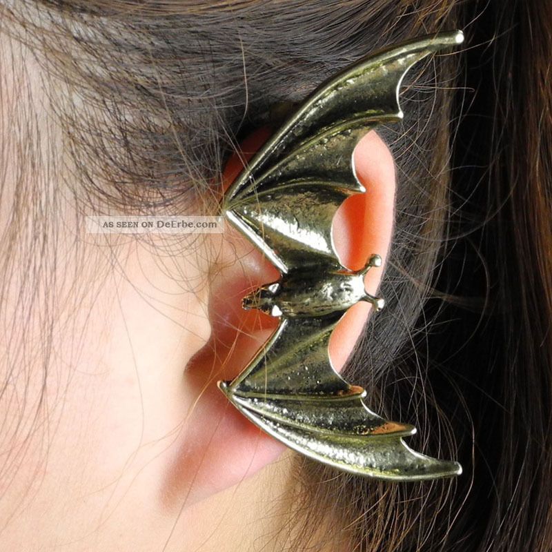 1x Punk Jewelry Men Ear Cuff Ear Clip Earrings Ohrschmuck Xf208b Gothic Bat