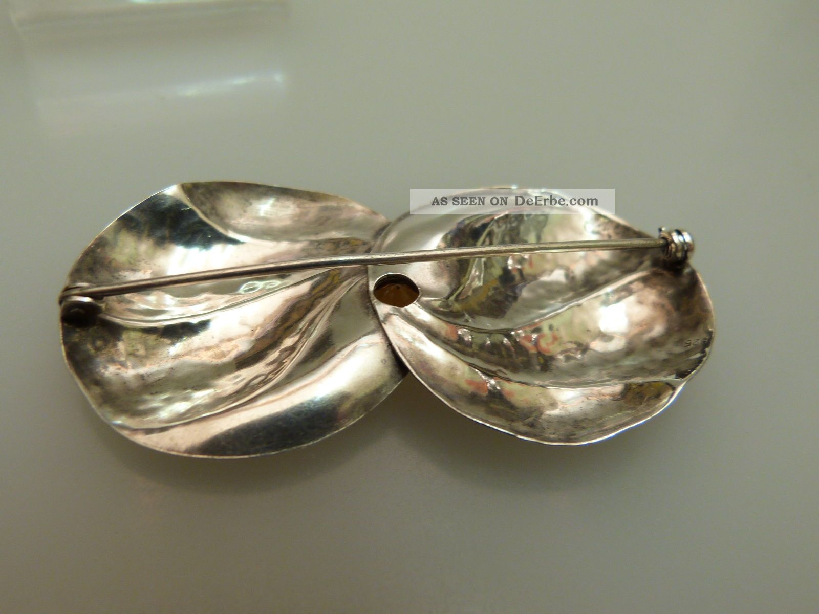 Art DÉco Brosche Sterling Silber 925 Vintage Mit Citrin Handarbeit