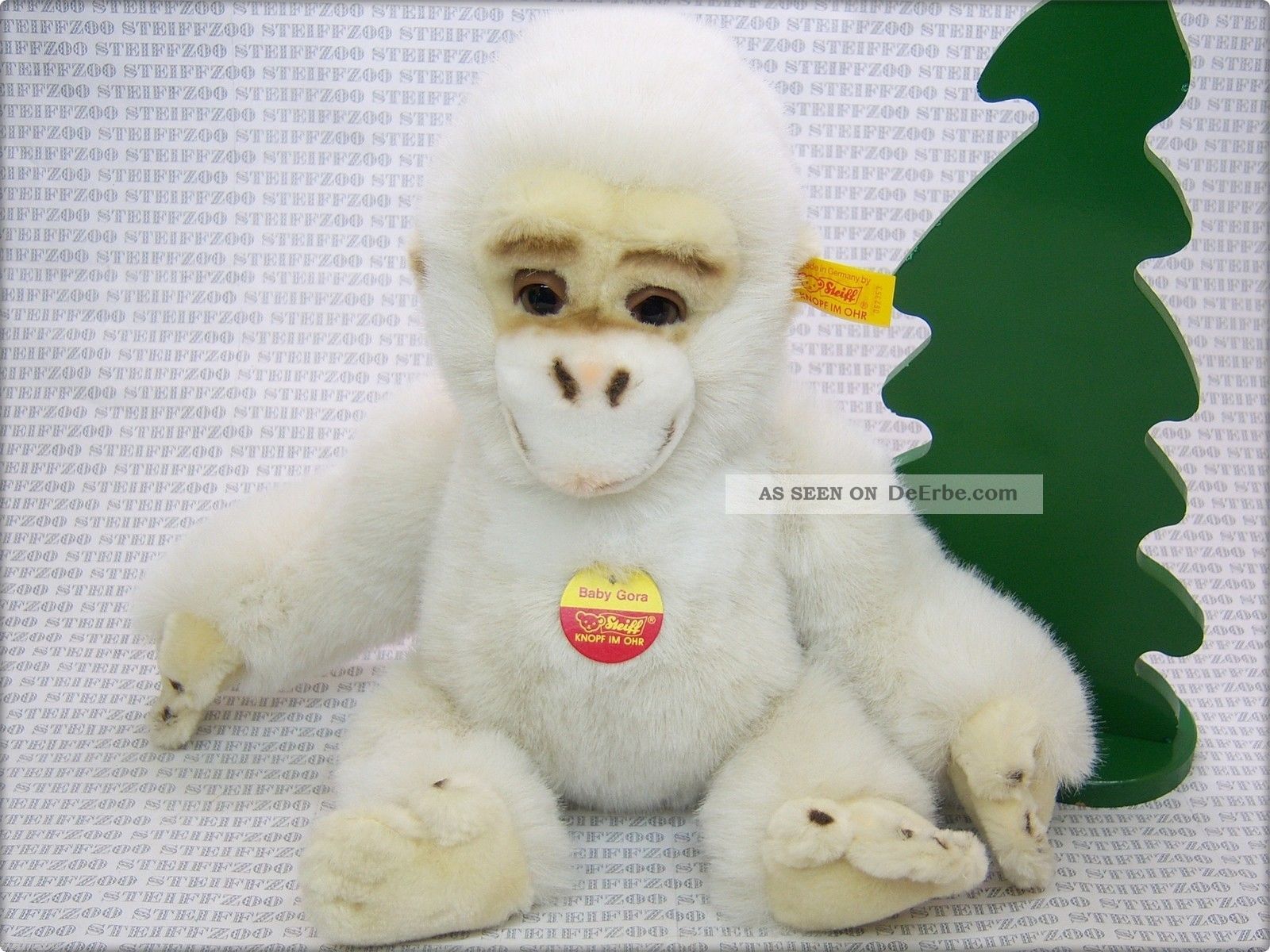 Steiff 32cm Weißer Affe Baby Gora Kfs Old Soft Gorilla Monkey All Ids ...