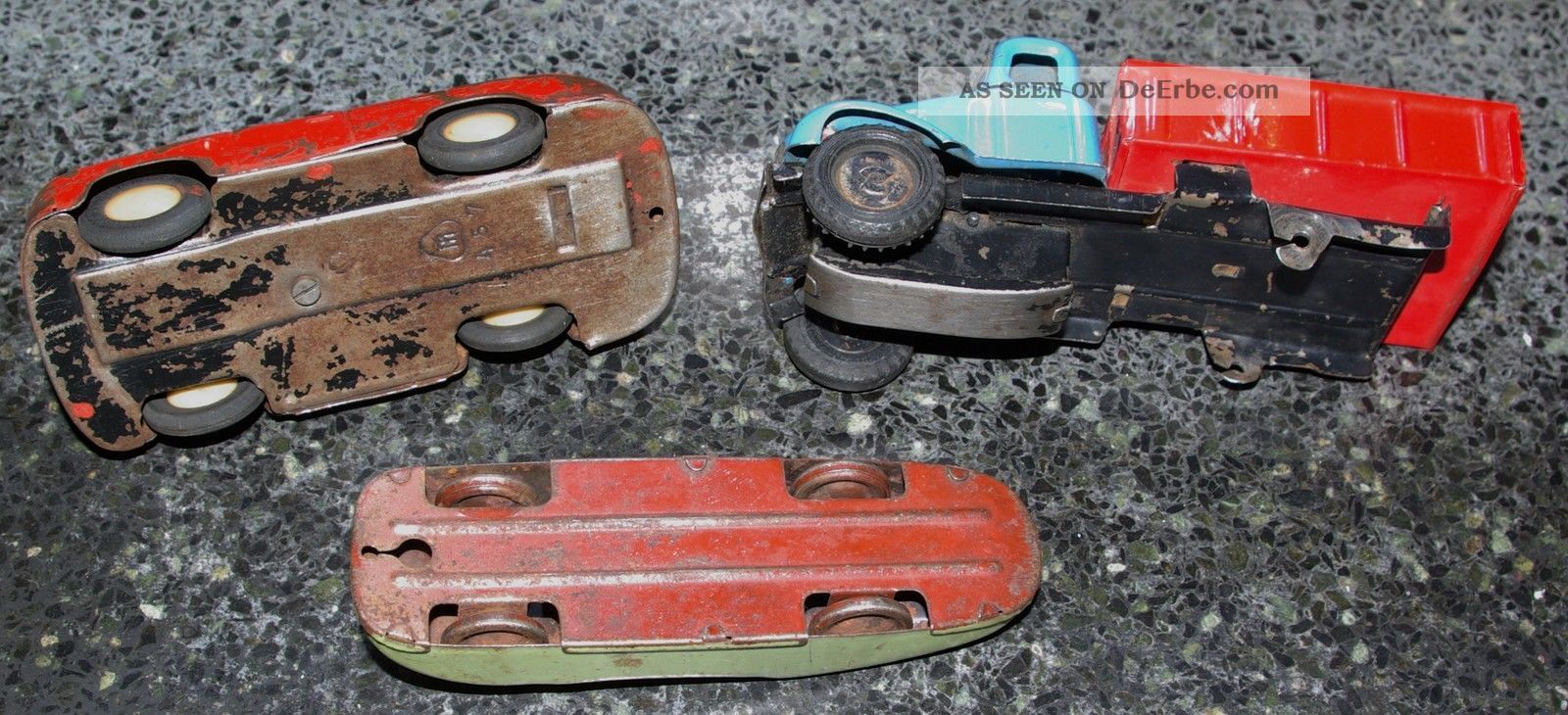 Antik 3x Blechauto Blech Auto Blechspielzeug Mechanisch Pkw Lkw Rennwagen