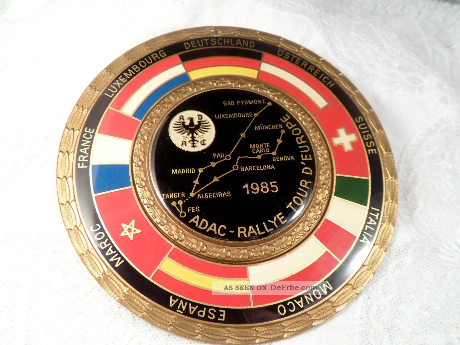 Plakette Messing Emaille Adac Rallye Tour D`europe1985 C. Poellath ...