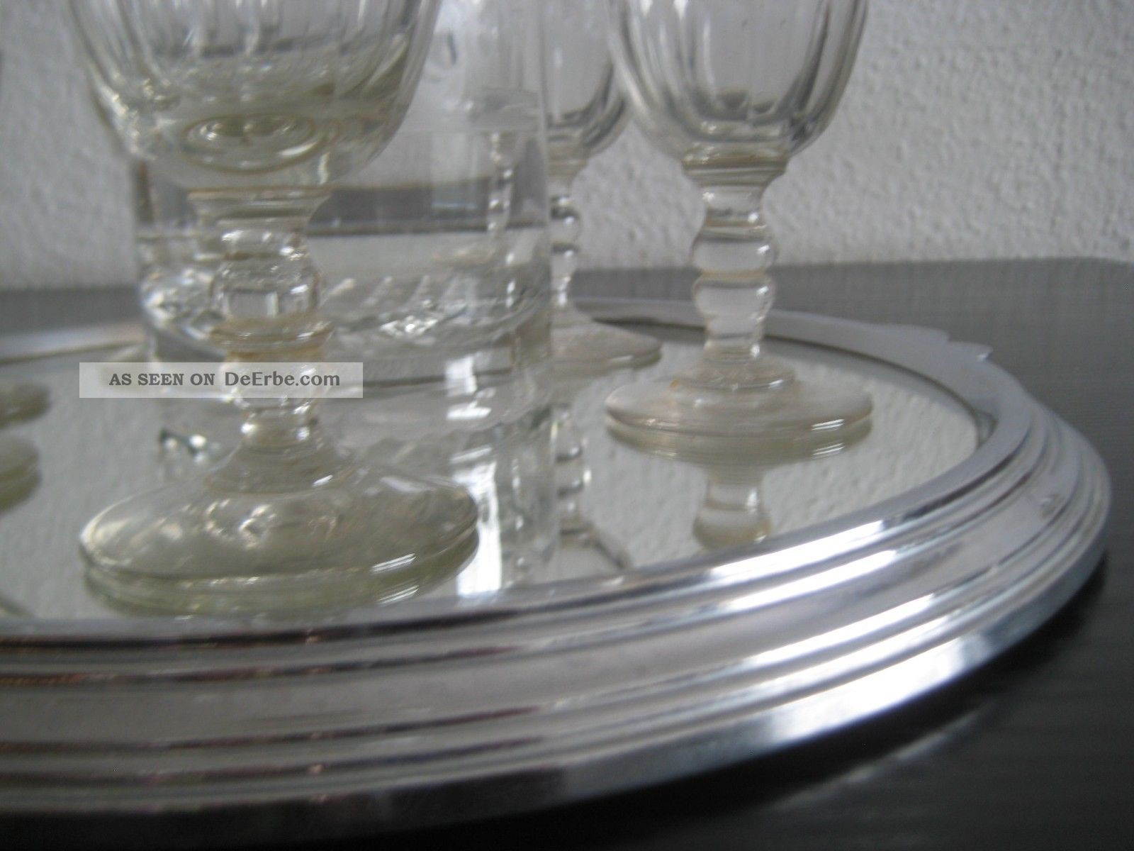 Art Deco Bauhaus Spiegel Tablett Rund Chrom Um 1930