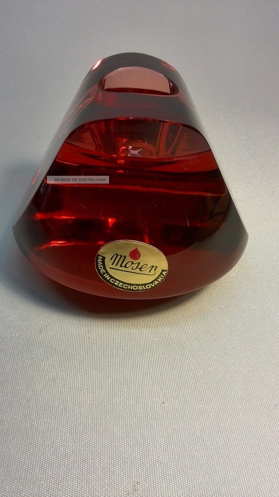 Moser Kerzenhalter, Label & Signiert, Rosalinglas.