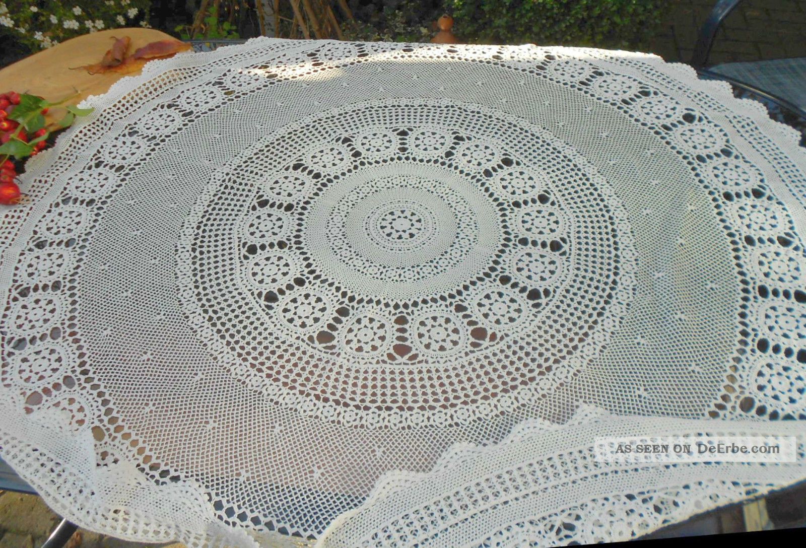 150cm Feinste Handarbeit Häkeldecke Rund Baumwolle Spitze Tischdecke ...