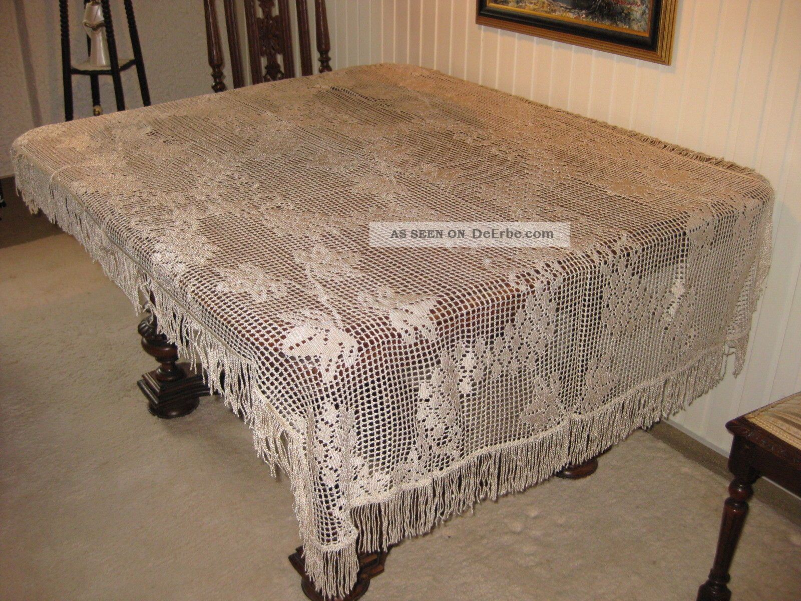 Wunderschöne Große Gehäkelte Decke Handarbeit