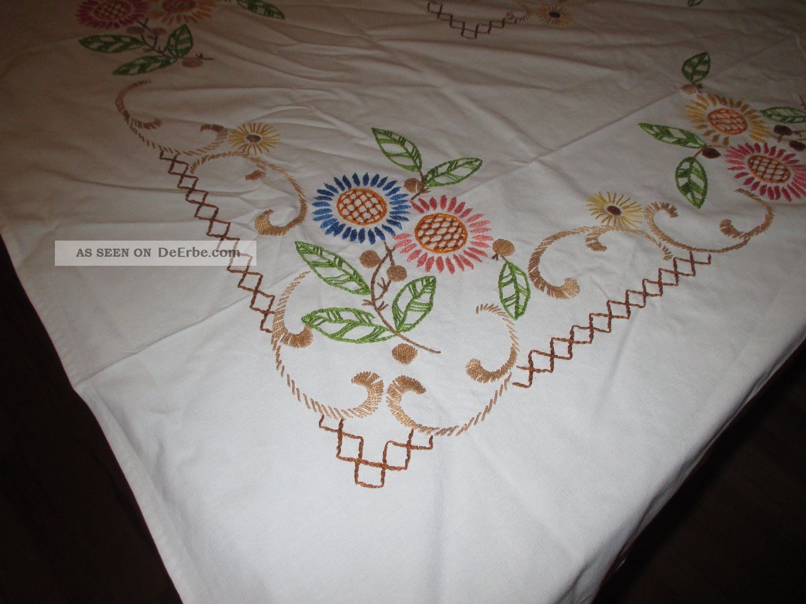 Tischdecke - Handarbeit - Leinen - Stickerei - Handarbeit - Plattstich ...