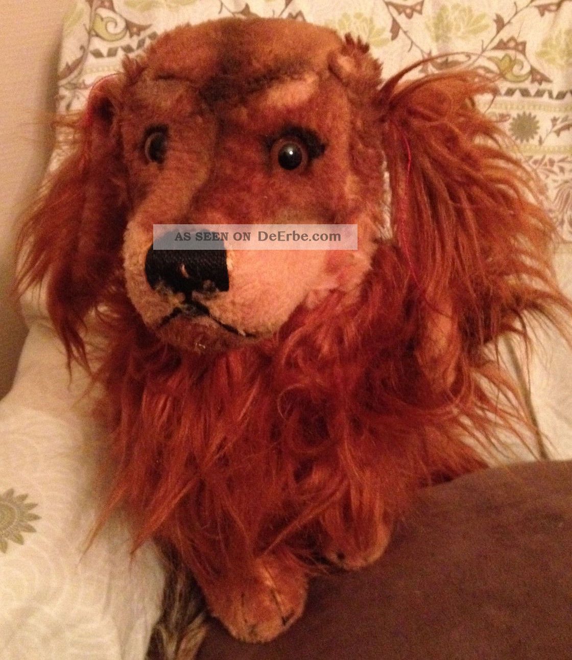 Alt Plüschtier Dackel Hund Försterhund Langhaardackel Waldi Sitzhöhe 40cm