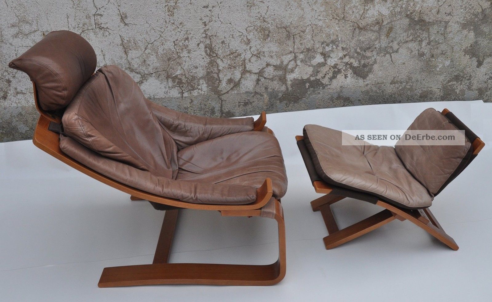 Teak 70er Jahre Design DÄnischer Sessel Mit Fussbank Lederbezug ...