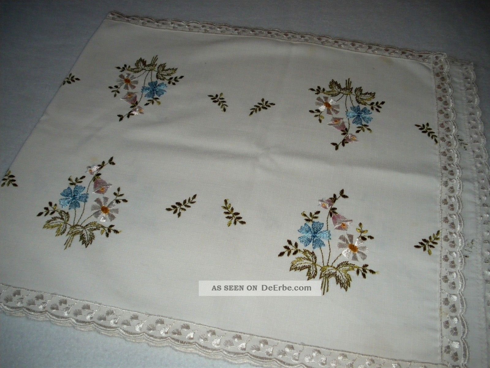 4 Teile Tischdecke Mitteldecke Handarbeit Bestickt