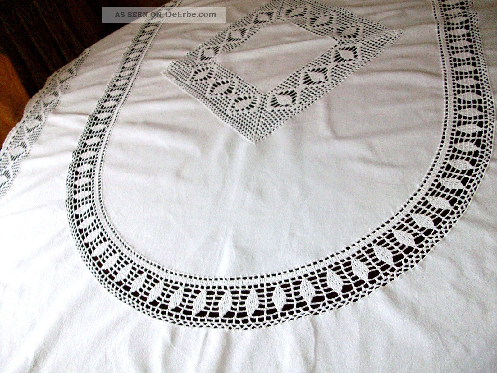 Handarbeit SchÖne Tischdecke Viel HÄkelspitze Landhausflair 160/120cm