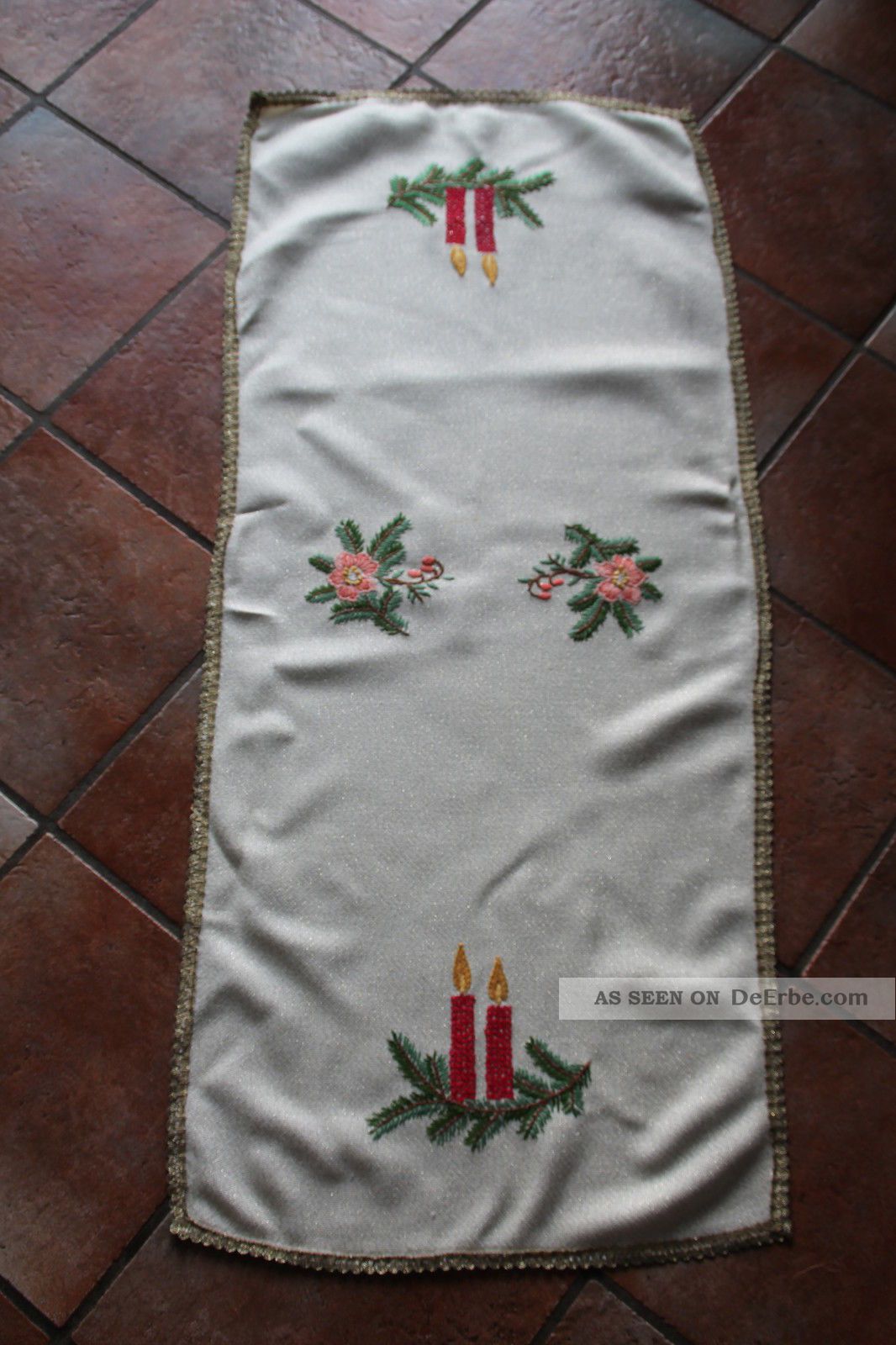 Tischläufer Weihnachten Mit Stickerei Lurex Garn 46 X 108 - Top