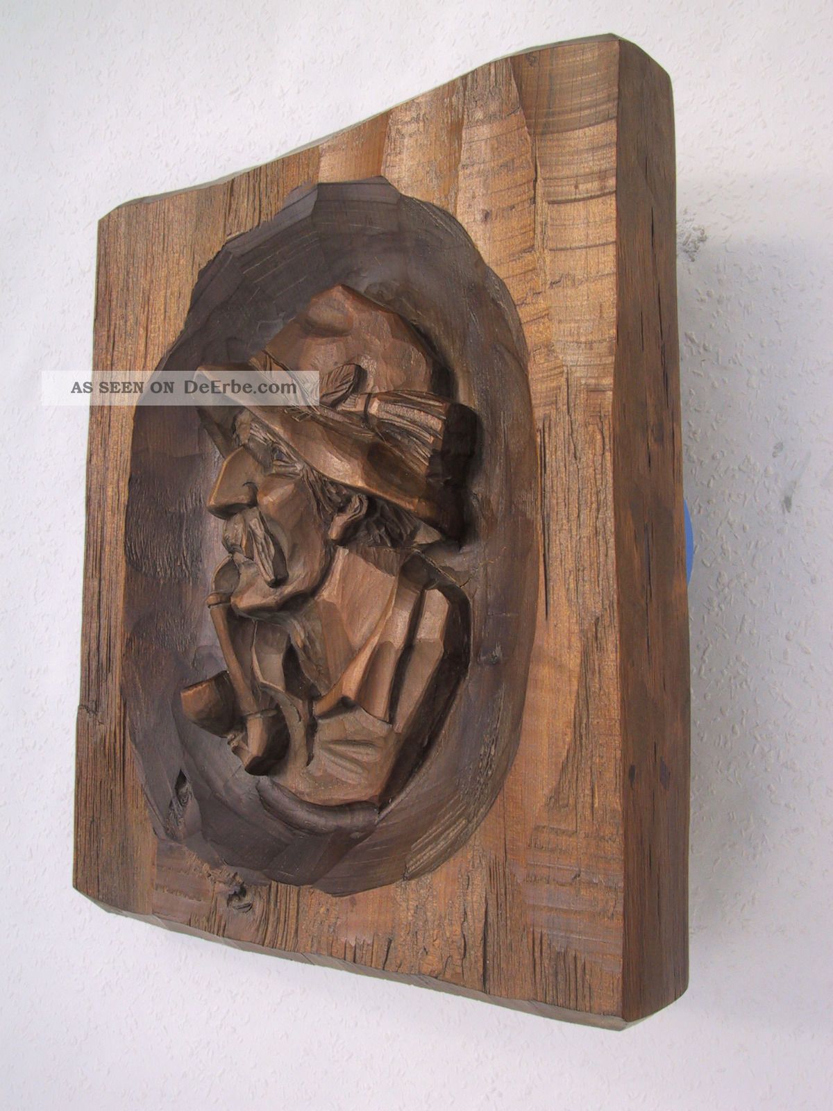 Holzschnitzerei Aus Tirol " Almbauer Mit Pfeife Und Hut