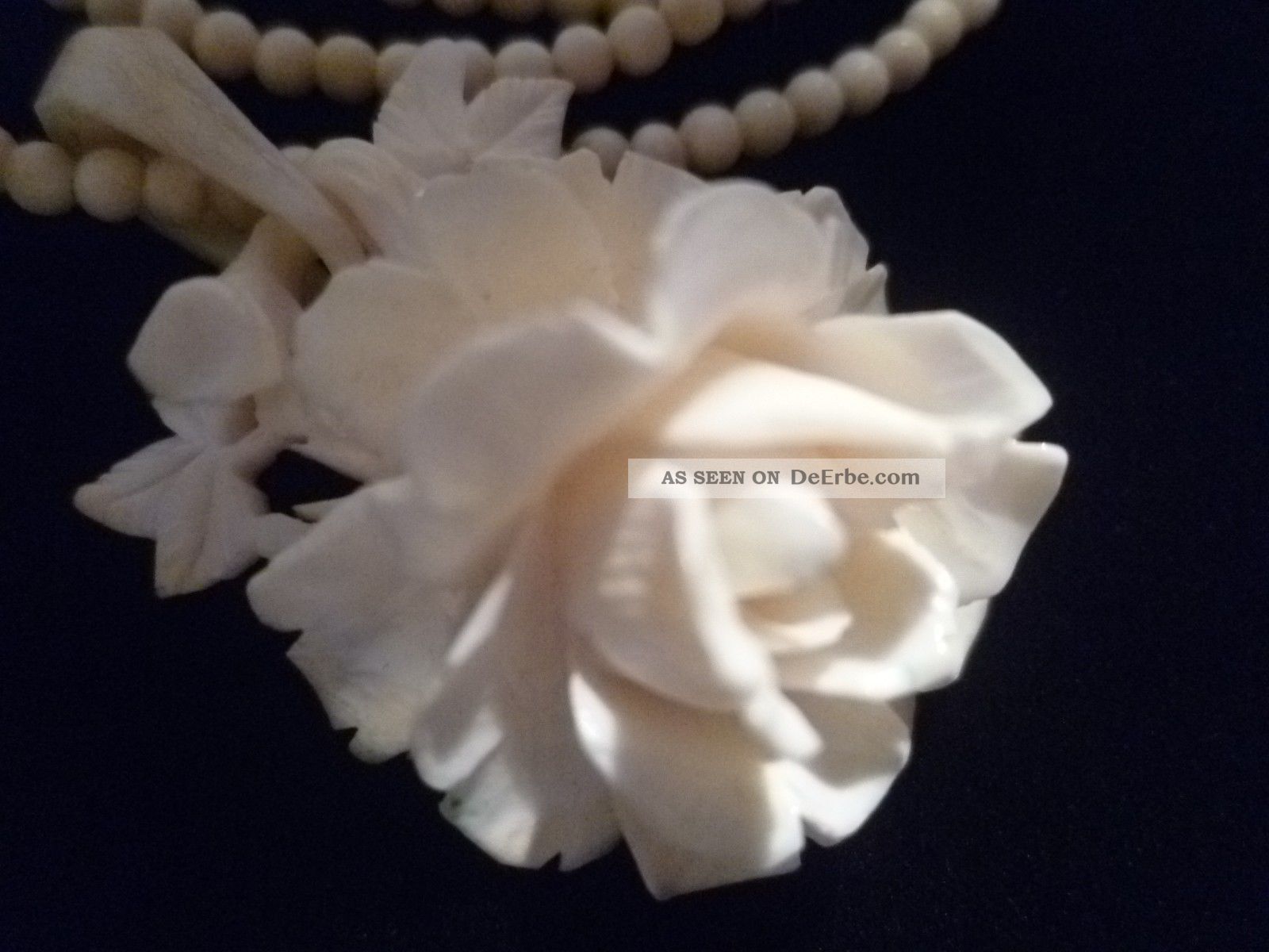 Bein, Halskette Und Rose Aus Bein, Handarbeit, 45 Cm, Erbe, Nur 3 Tage