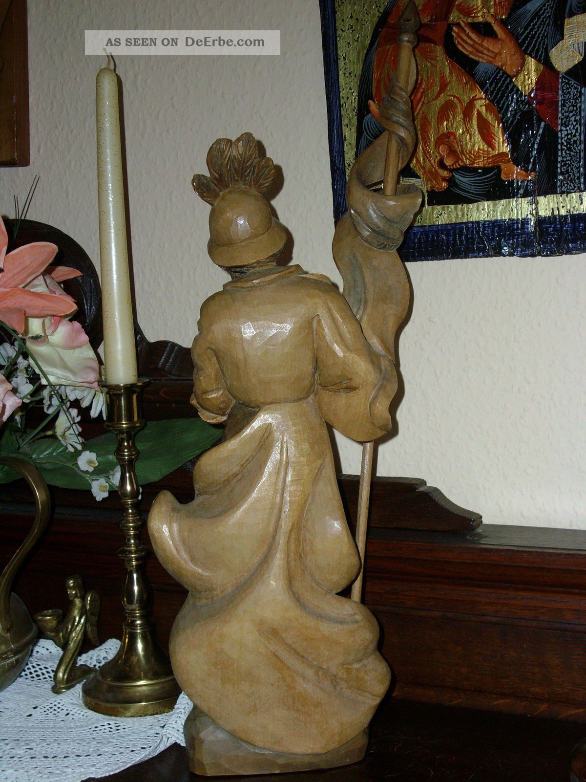 Gr. Holzfigur - Heiligenfigur - Heiliger Florian - Patron Der Feuerwehr ...