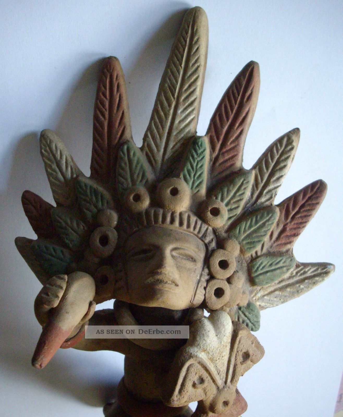 Mexiko Maya Inka Ton Figur Krieger 23cm Mexico Südamerika
