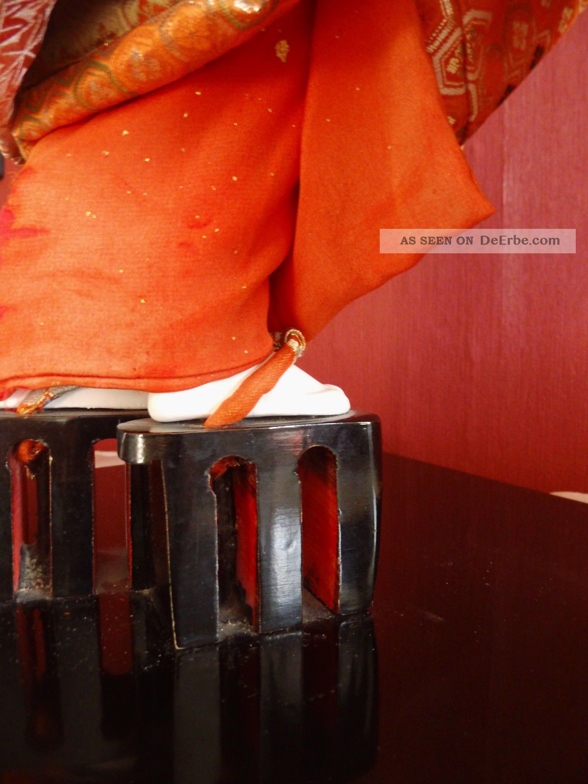 Old Gofun Handmade Rare Japanese Iki Ningyo Doll Silk 70cm 27, 5 Inch Oiran