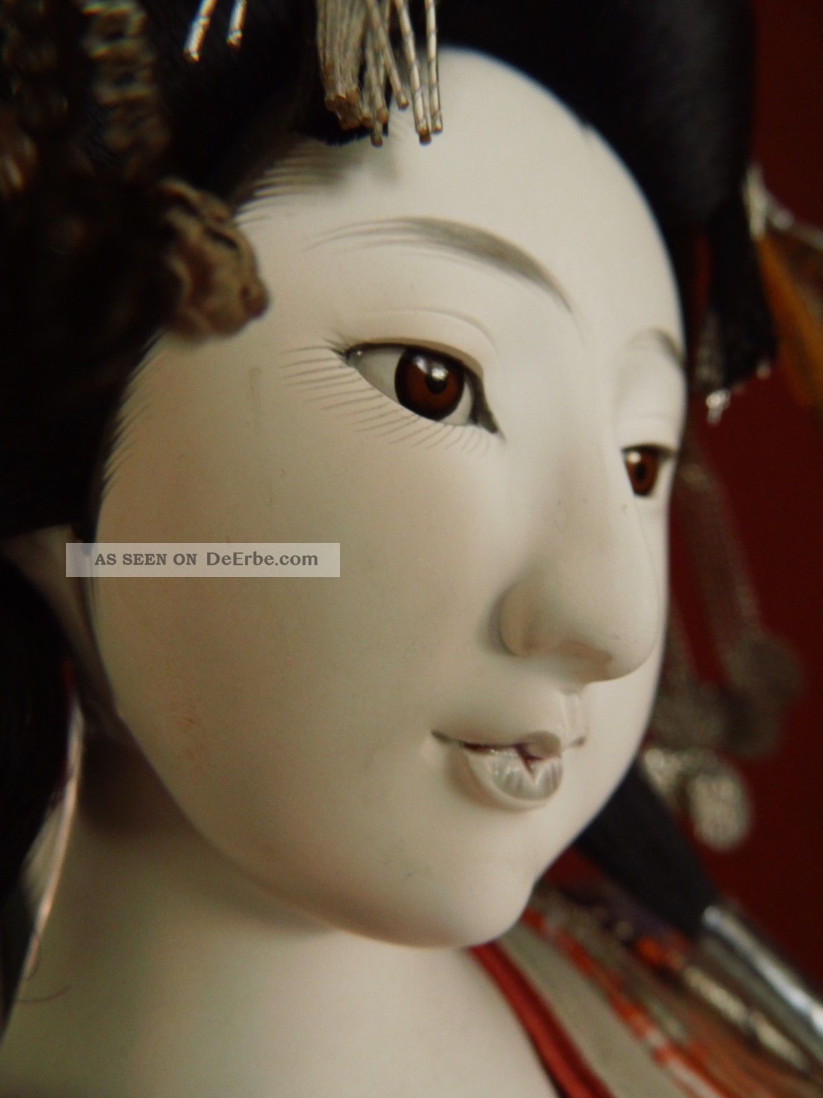 Old Gofun Handmade Rare Japanese Iki Ningyo Doll Silk 70cm 27, 5 Inch Oiran